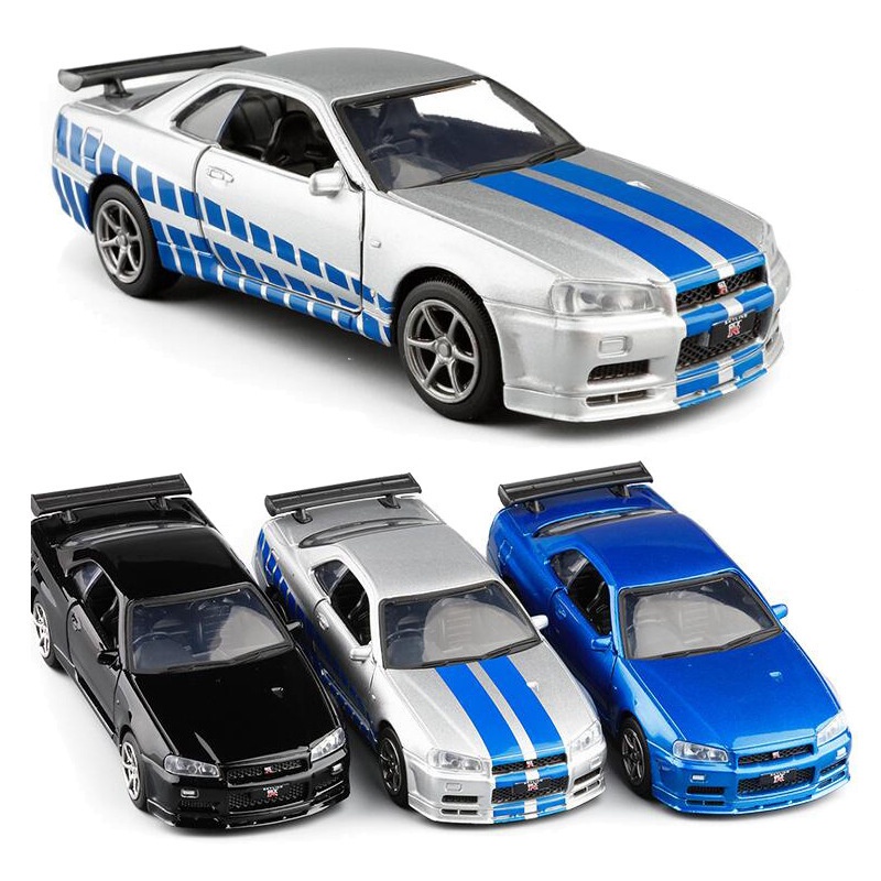 โมเดลรถสปอร์ตอัลลอย 1:36 Nissan GT-R R34 คุณภาพสูง ของเล่นสําหรับเด็ก ...