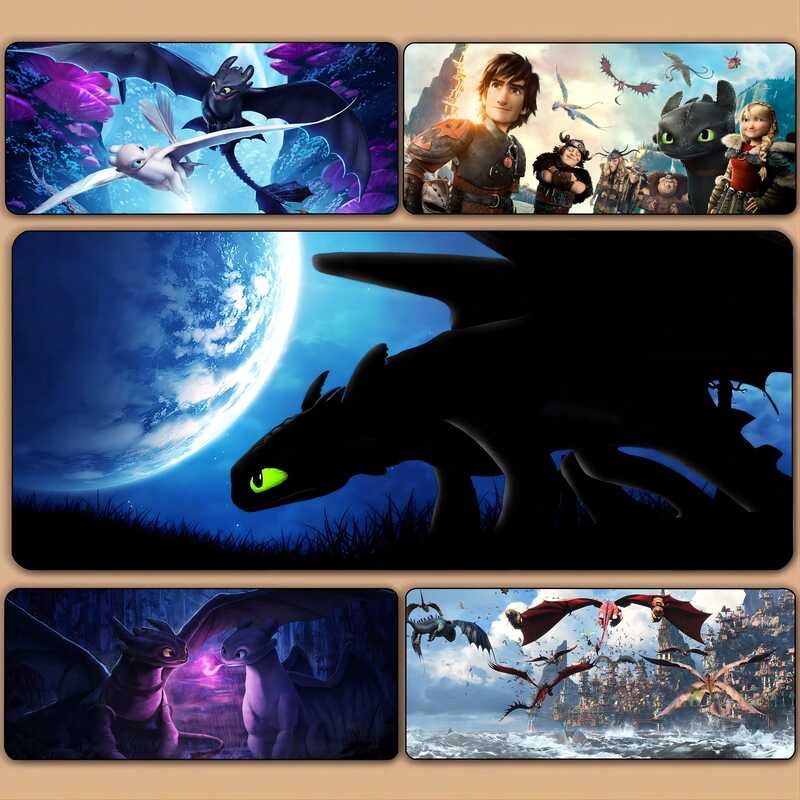 Toothless Fury Dragon Mousepad HD พิมพ์คอมพิวเตอร์ Gamers ล็อคขอบแผ่น ...
