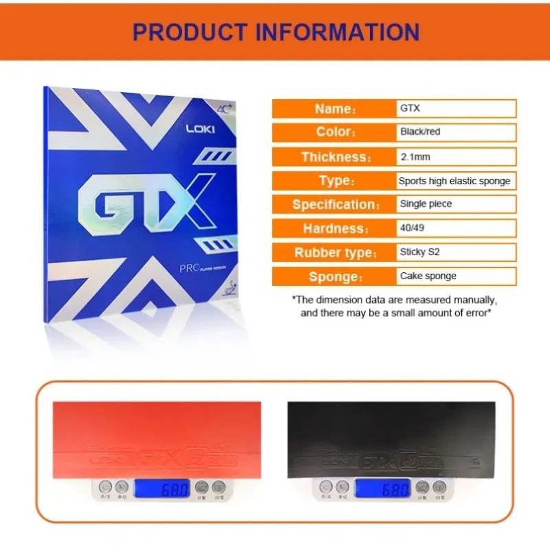 แผ่นยางปิงปอง แบบเหนียว พร้อมพรีเซตฟองน้ํา สําหรับทําเค้ก LOKI GTX Pro ...