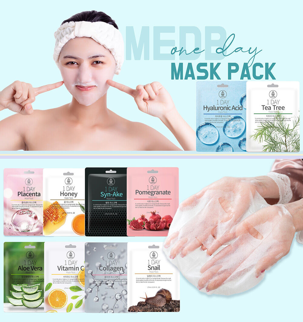 MEDB 1 Day Mask Pack เมดบี แผ่นมาสก์หน้า 27ml (Hyaluronic Acid/Aloe Vera/Collagen/Honey ...