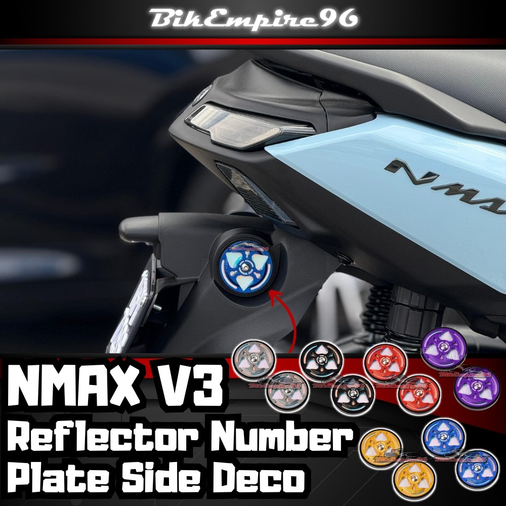 NMAX 155 V3 2025 แผ่นสะท้อนแสงจํานวนด้านข้าง Deco Night ขับรถป้ายสะท้อน ...