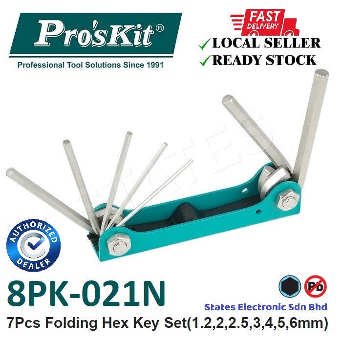 Proskit 8PK-021N ชุดกุญแจหกเหลี่ยมแบบพับได้ 7 ชิ้น (1.2,2,2.5,3,4,5,6 ...