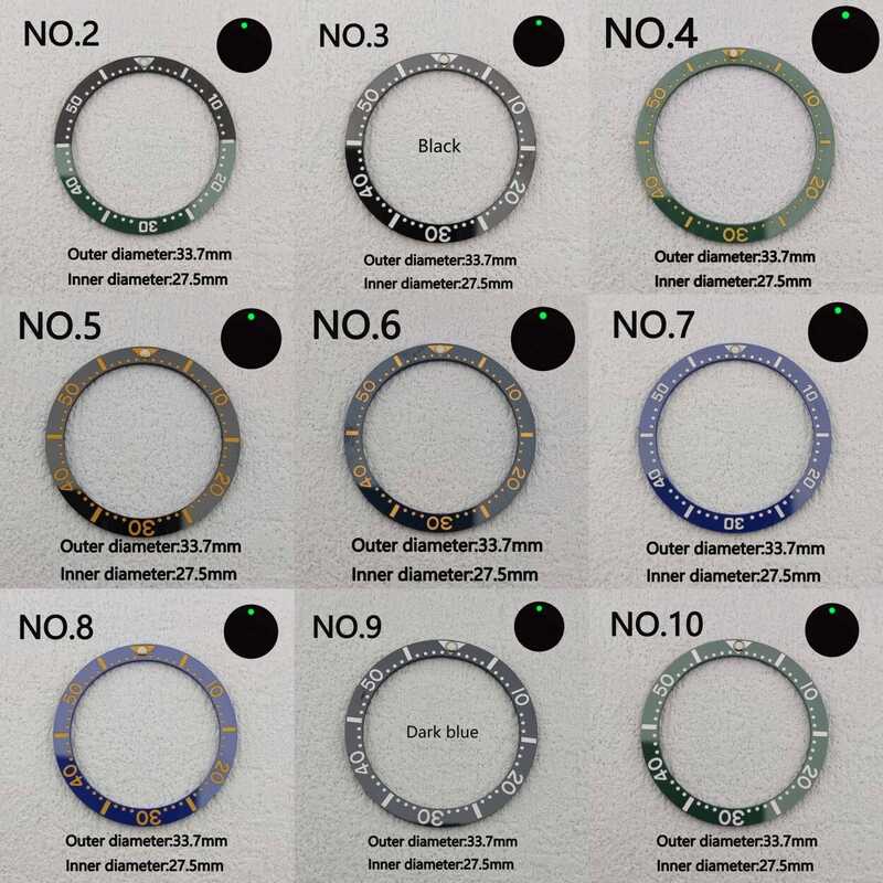 Flat Ceramic Bezel Insert 33.7Mmx27.5Mm Seiko Substitute Watch Insert ...