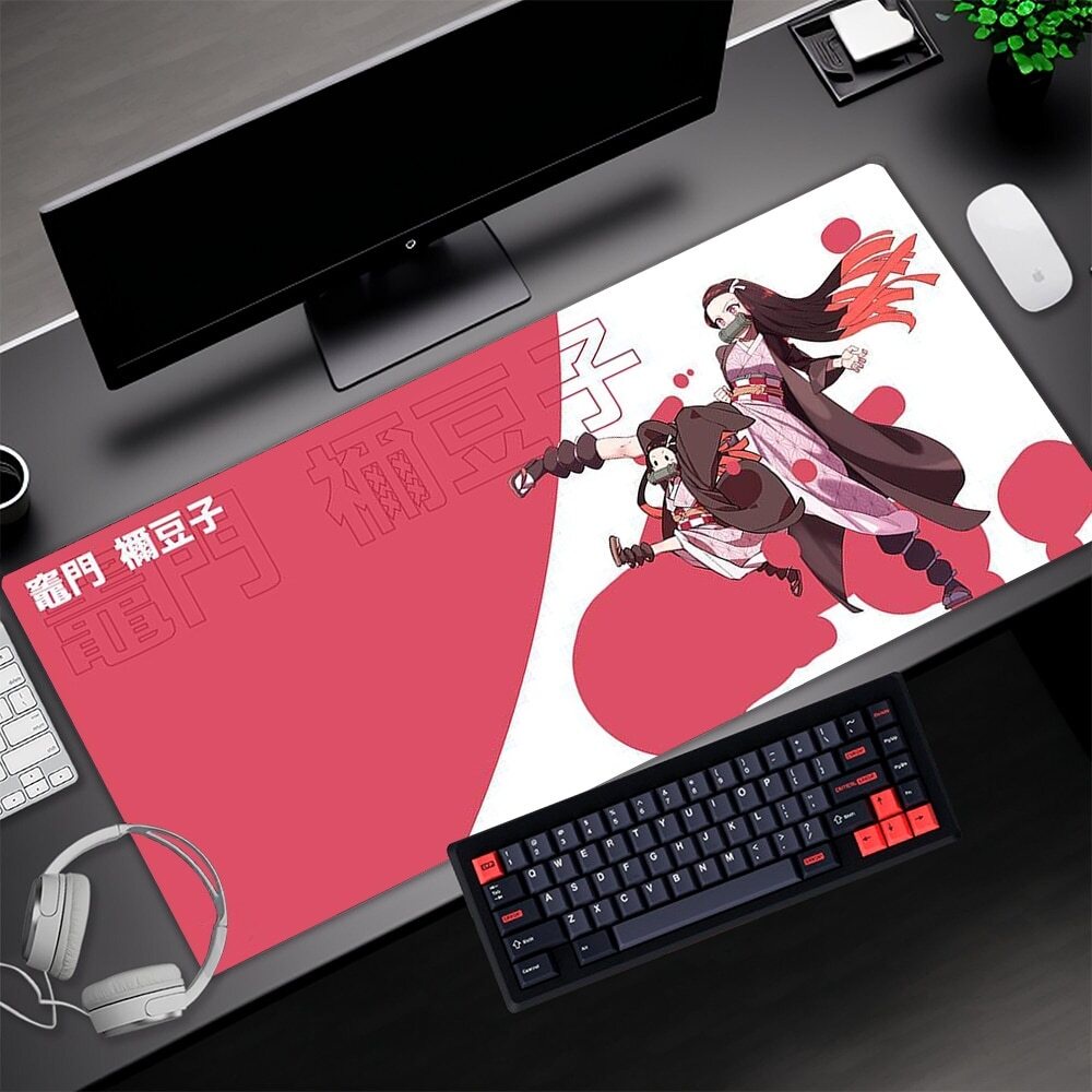 Gamers อุปกรณ์เสริม Nezuko Mousepad Xl Mouspad สีแดงเมาส์ Pad Gaming อะ ...