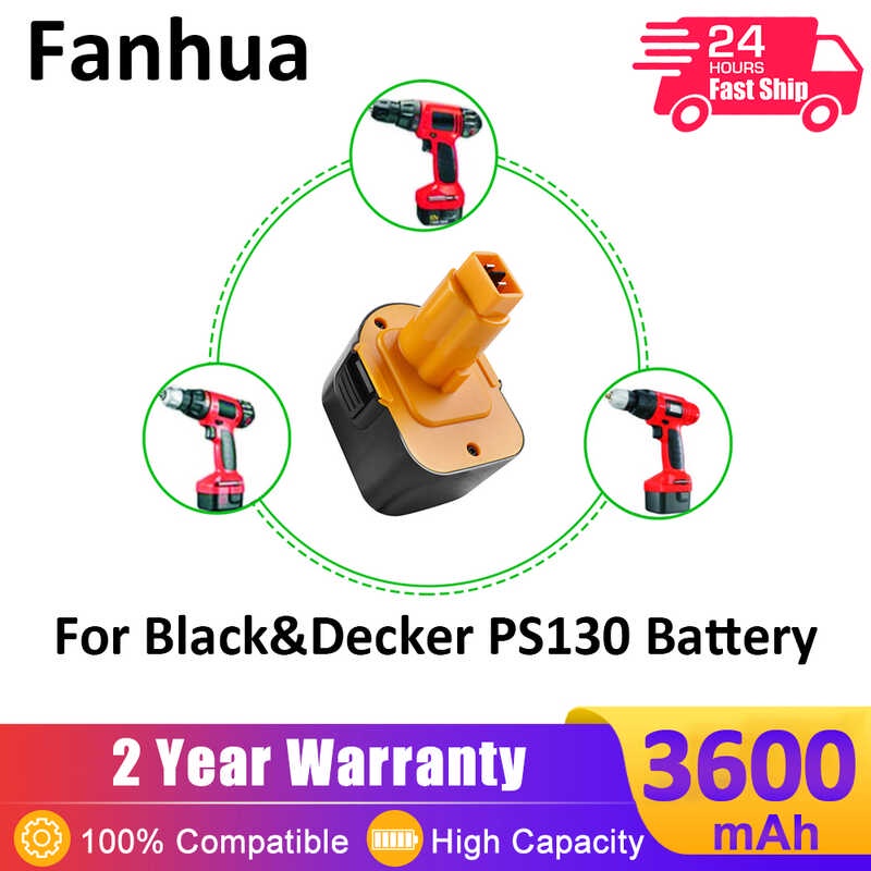 แพนจีน 12V 3600Mah Nimh Ps130 สำหรับ Black Decker Tool Power Battery ...