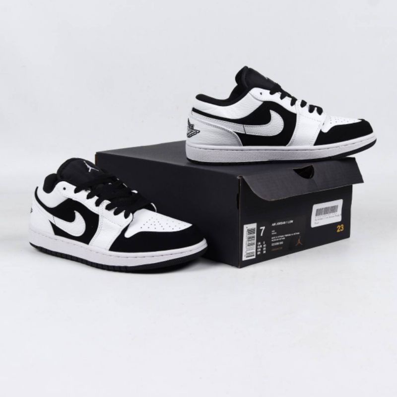 Nike Air Jordan 1 Low Reverse Panda White Black 100% Authentic Sepatu ...