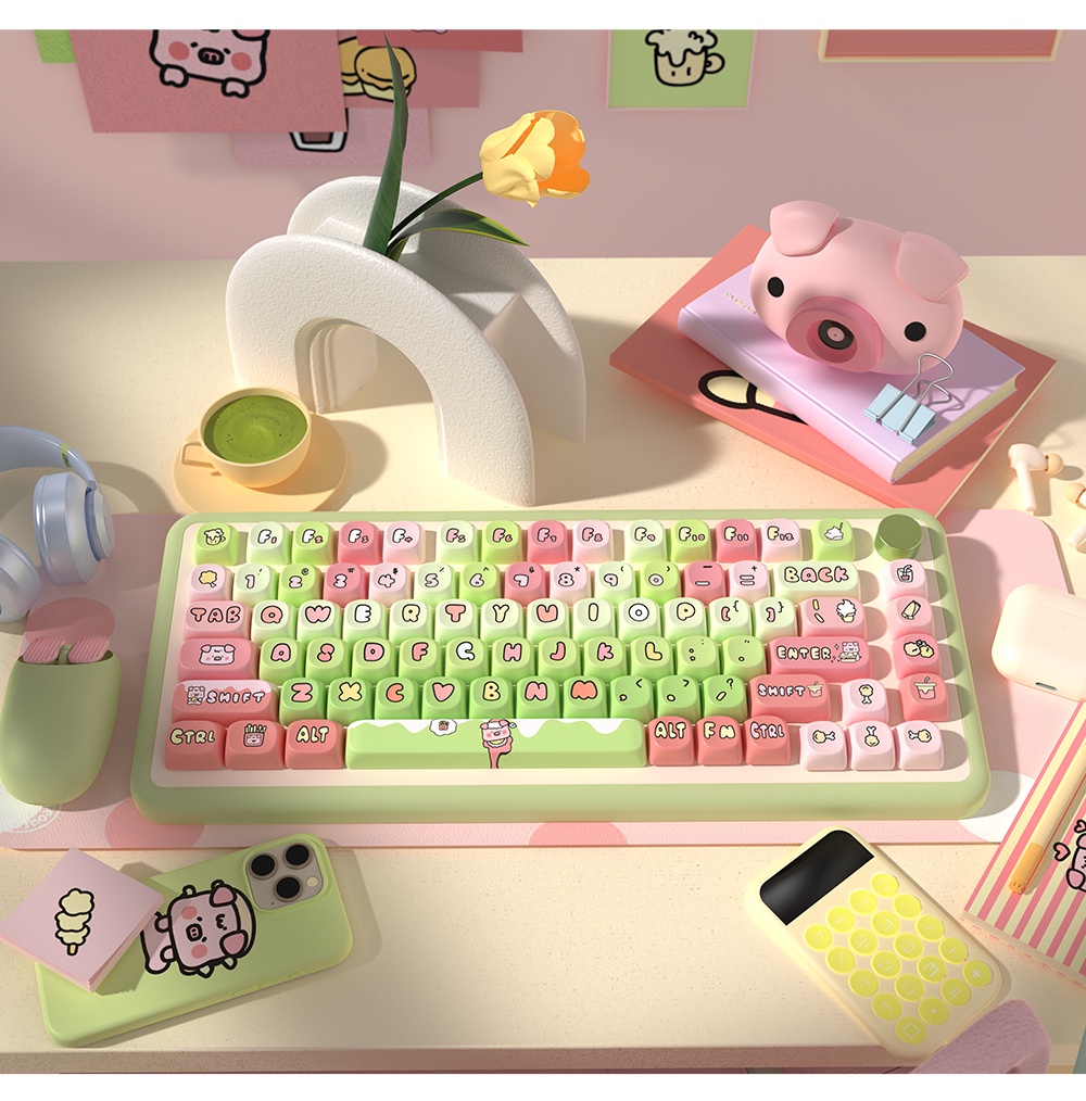Piggy's Crazy Thursday Theme Keycaps โปรไฟล์ MCA Keycaps น่ารัก Piggy ...