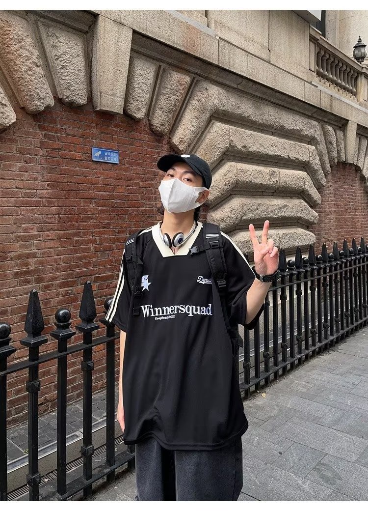 เสื้อยืดแขนสั้น ทรงหลวม เข้ากับทุกการแต่งกาย สไตล์สตรีท แฟชั่นเรโทร ...