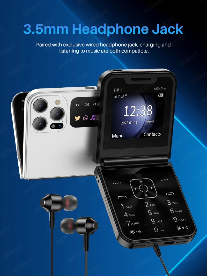 Servo A50 Pro โทรศัพท์มือถือ หน้าจอ 2.4 นิ้ว ซิมการ์ดคู่ ไฟฉายไฟฟ้า GSM ...