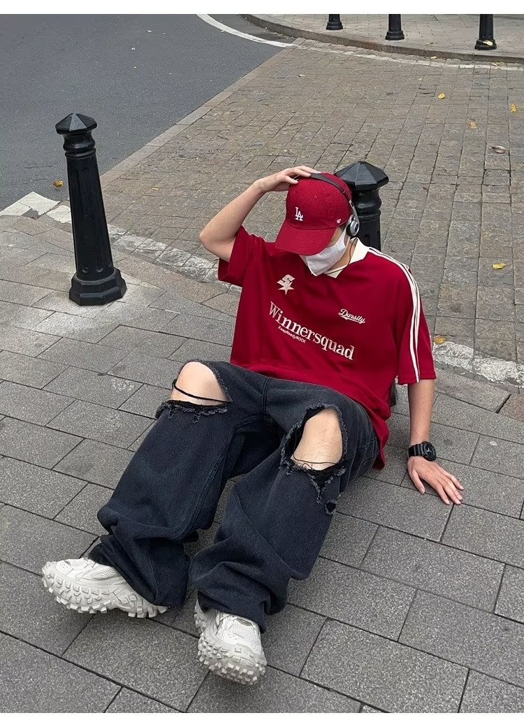 เสื้อยืดแขนสั้น ทรงหลวม เข้ากับทุกการแต่งกาย สไตล์สตรีท แฟชั่นเรโทร ...