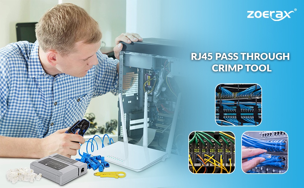 Zoerax RJ45 ชุดเครื่องมือจีบเชื่อมต่ออีเธอร์เน็ต สําหรับ Cat6a Cat6 ...