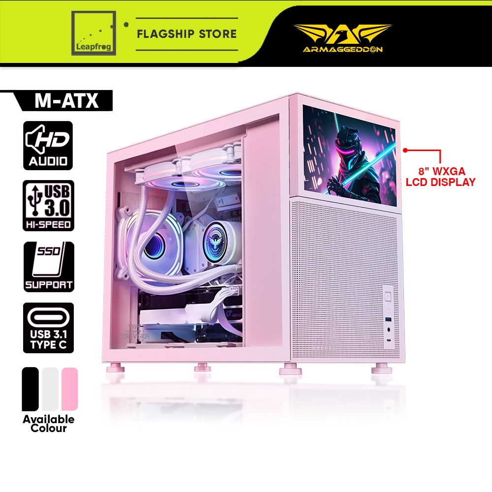 Armaggeddon Tessaraxx CoreVision MATX PC Gaming Casing with LCD Display ...