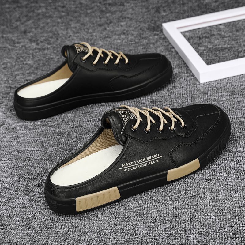 H Half Slippers Mens Breathable All-Match Slip-On Lazy รองเท้าผ้าใบส้น ...