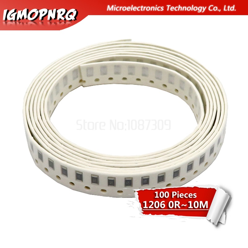 ตัวต้านทาน 1206 SMD 0R - 100R 1/4W 0 1 10 15 20 100 โอห์ม 100 ชิ้น ...