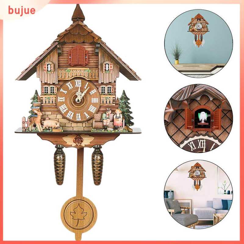 BUJUE Retro Quartz Handcraft Wooden Coo Cuckoo Clocks Chime Alarm Wall ...