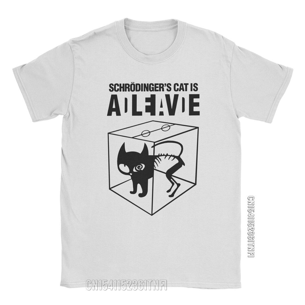 เสื้อยืด คอกลม ผ้าฝ้าย 100% พิมพ์ลายแมว Schrodinger Cat Dead Alive ฟิสิกส์ พลัสไซซ์ XS-6XL ...