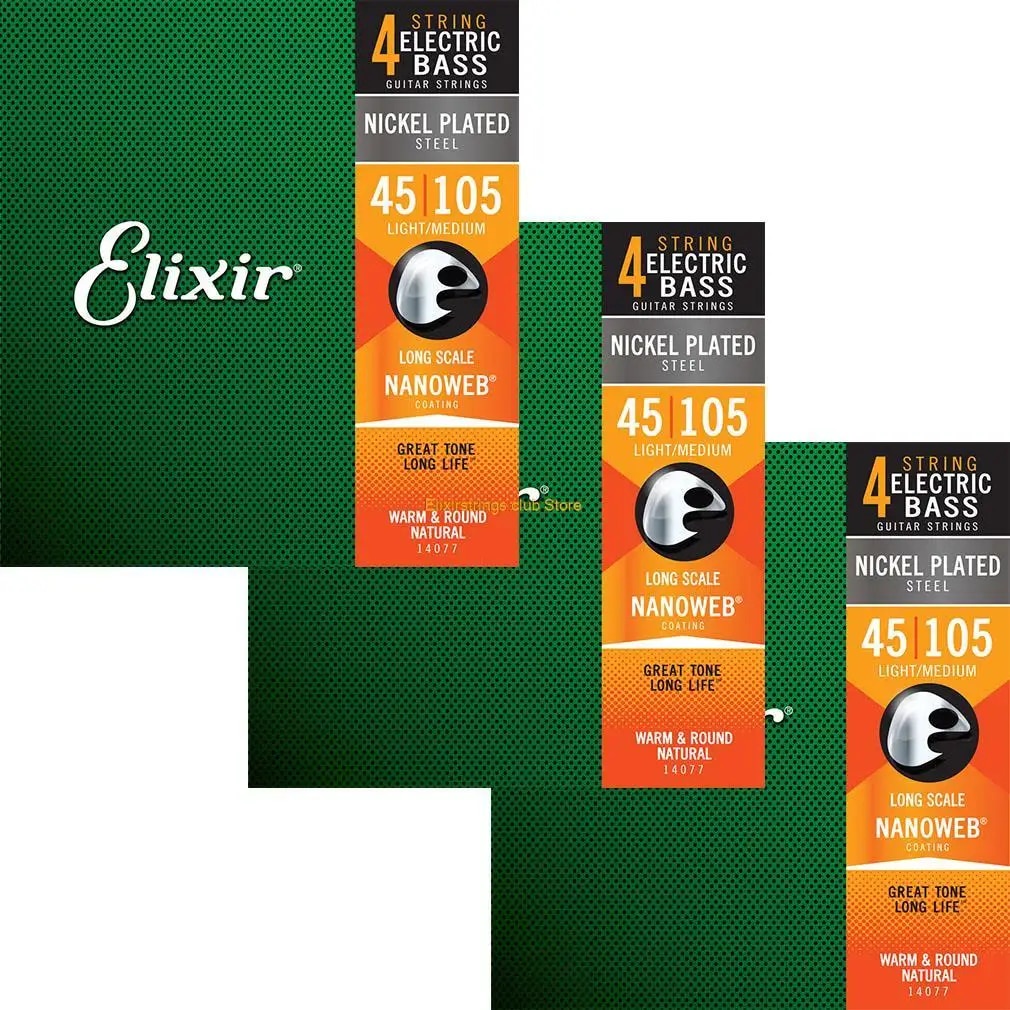 1 ชุด Elixir Strings 4-String Bass Strings 14077 เหล็กชุบนิกเกิล ...