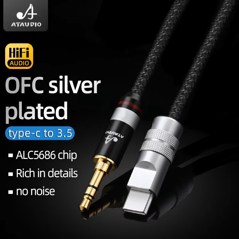 Ataudio HIFI Usb Type C ถึง 3.5 มม. Aux สายสัญญาณเสียงชุดหูฟังลําโพงแจ็คหูฟังอะแดปเตอร์รถ Aux ...