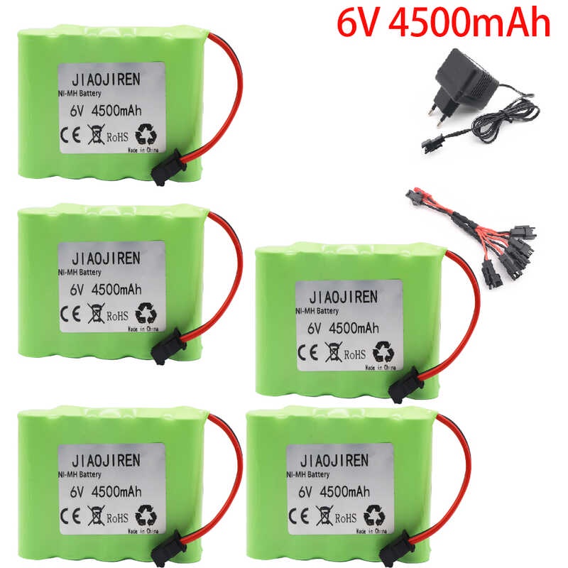 6V 4500Mah Nimh แบตเตอรี่ + ชาร์จ Rc ของเล่นรถถังรถบรรทุกหุ่นยนต์เรือ ...