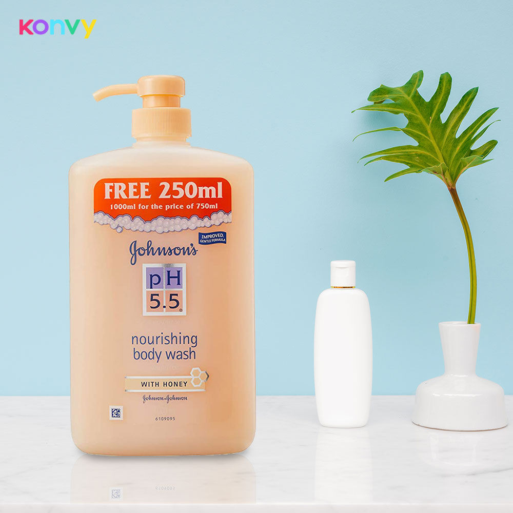 Johnsons pH 5.5 Nourishing Body Wash With Honey 750ml Free 250ml จอห์น ...
