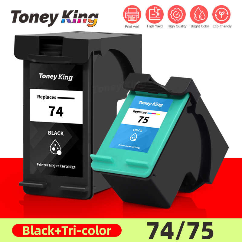 โทนี่ KING 74XL 75XL เปลี่ยนตลับหมึกสำหรับ HP Deskjet D4260 D4263 4360 ...