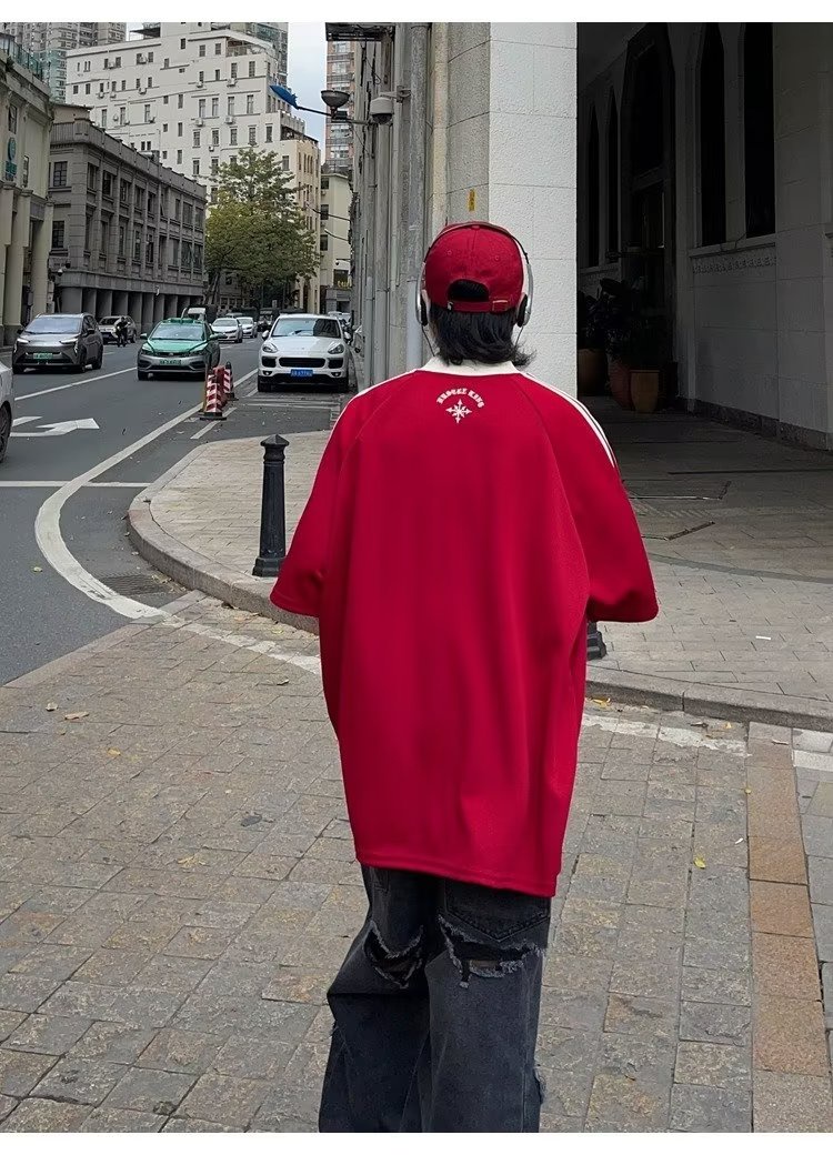 เสื้อยืดแขนสั้น ทรงหลวม เข้ากับทุกการแต่งกาย สไตล์สตรีท แฟชั่นเรโทร ...