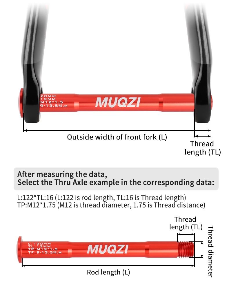 Muqzi Thru Axle เพลาดุมล้อหน้า หลัง 15x100 15x110 12x100 12x142 12x148 ...