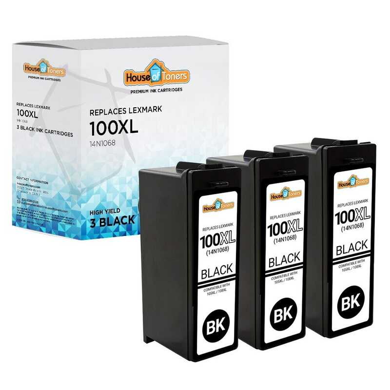 ภาพใหญ่: 3 PK 100 XL ตลับหมึกสีดำสำหรับเครื่องพิมพ์ Lexmark Impact S305 ...