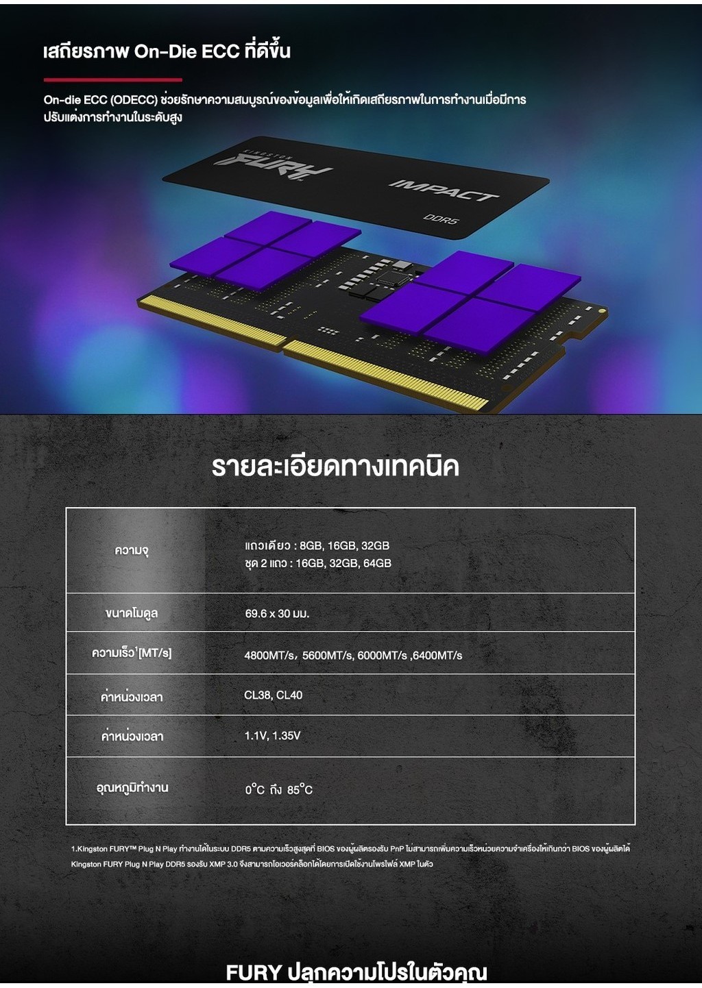 KINGSTON แรม FURY Impact SODIMM 4800MHz DDR5 8GB/16GB/32GB RAM Notebook - KF548S38IB | Shopee ...