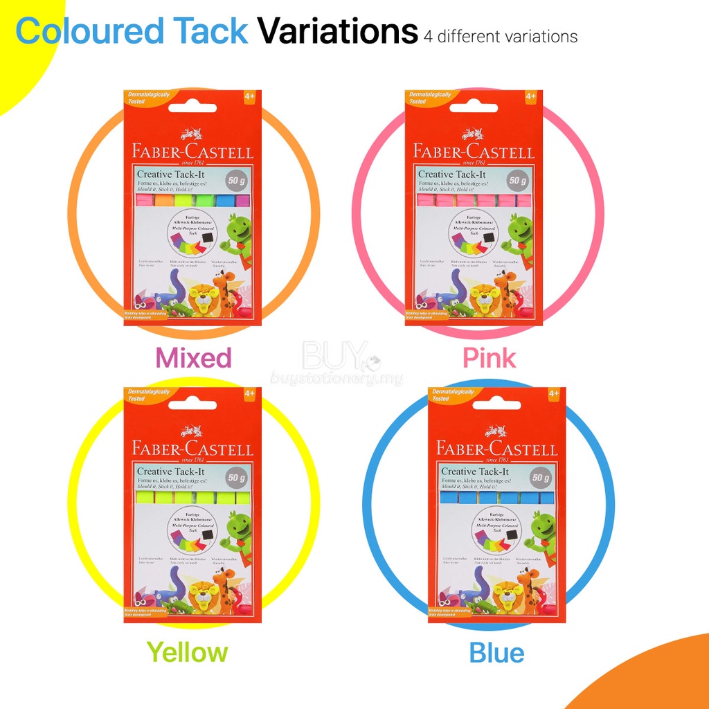 Faber Castell Tack It Clay Tanah Liat Pelekat Sticky Square -(PKT) กาว ...