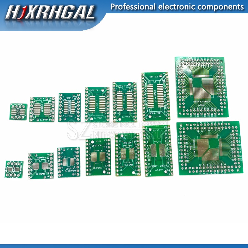 บอร์ดอะแดปเตอร์แปลง PCB SOP8 SOP14 SOP16 SOP20 SOP24 SOP28 QFP FQFPTQFP ...