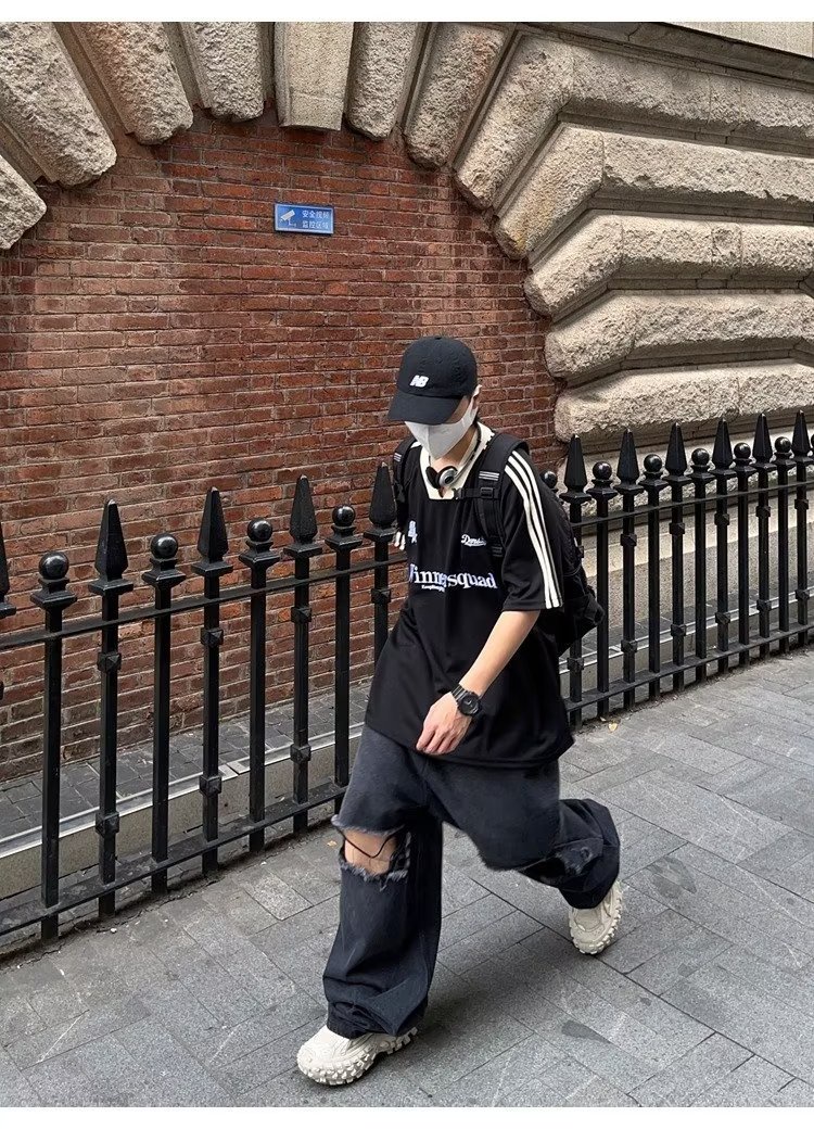 เสื้อยืดแขนสั้น ทรงหลวม เข้ากับทุกการแต่งกาย สไตล์สตรีท แฟชั่นเรโทร ...