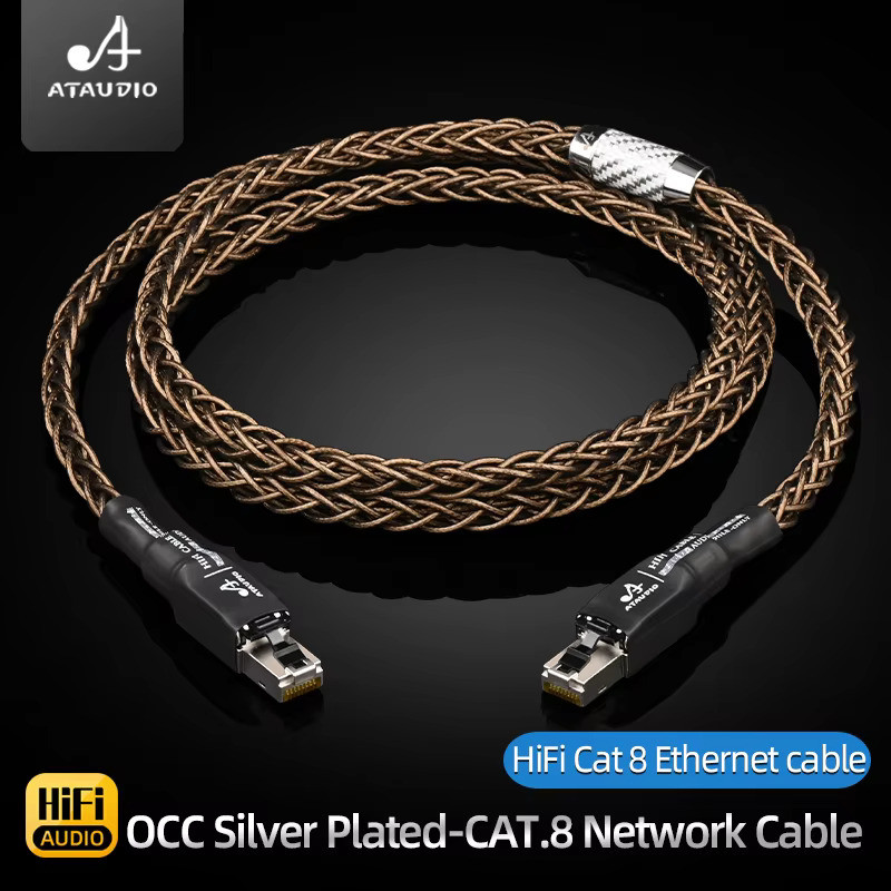 ความเร็วสูง RJ45 สายเคเบิลเครือข่าย 7N OCC Silver Plated HiFi Cat8 ...