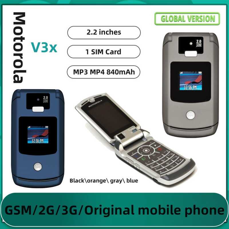 Motorola V3x 2.2นิ้ว3g ซิม2mp กล้อง Mp3 Mp4 840Mah ศัพท์มือถือแฟชั่นเ ...