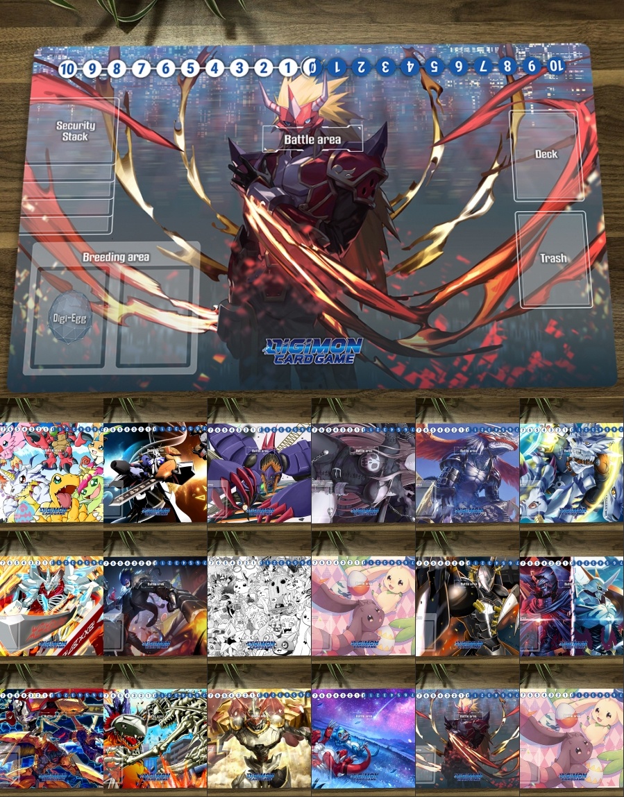 บอร ์ ด Digimon Playmat Omegamon Agnimon Terriermon โลหะ Greymon DTCG ...