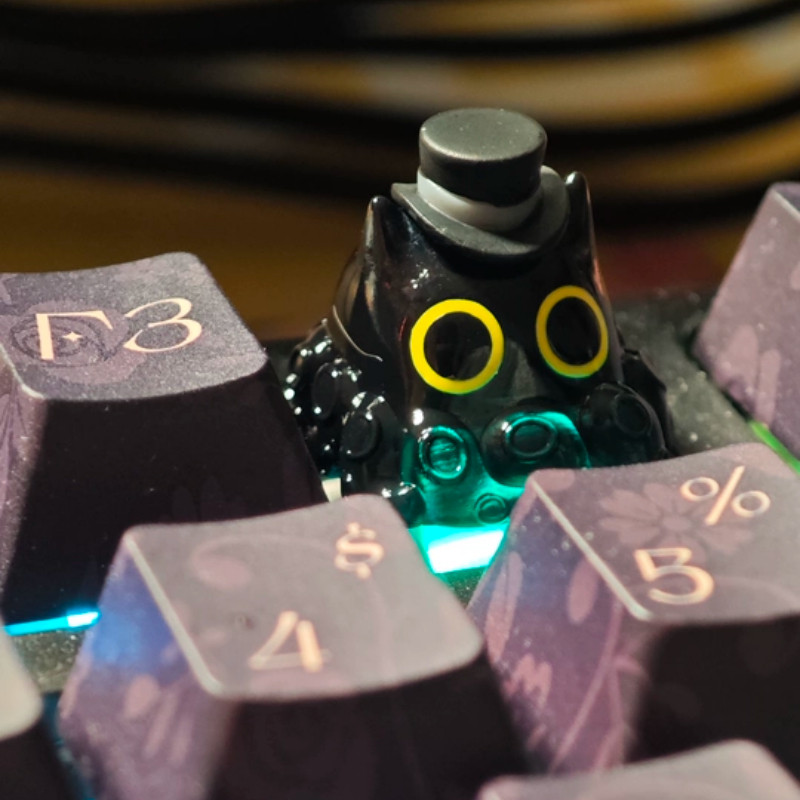 Octopus Cat Keycap 3D Creative น่ารักการ์ตูน MX สวิทช์คีย์บอร์ดเรซิ่น ...