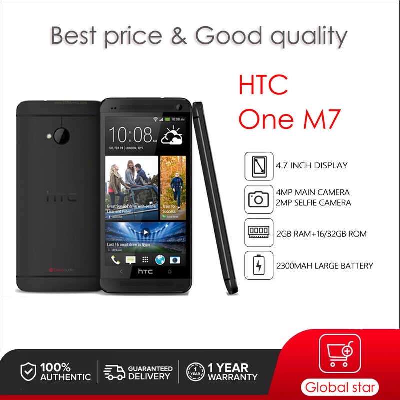 HTC One M7ปลดล็อกศัพท์มือถือ4.7นิ้วศัพท์มือถือ Quad-Core 4Mp กล ...