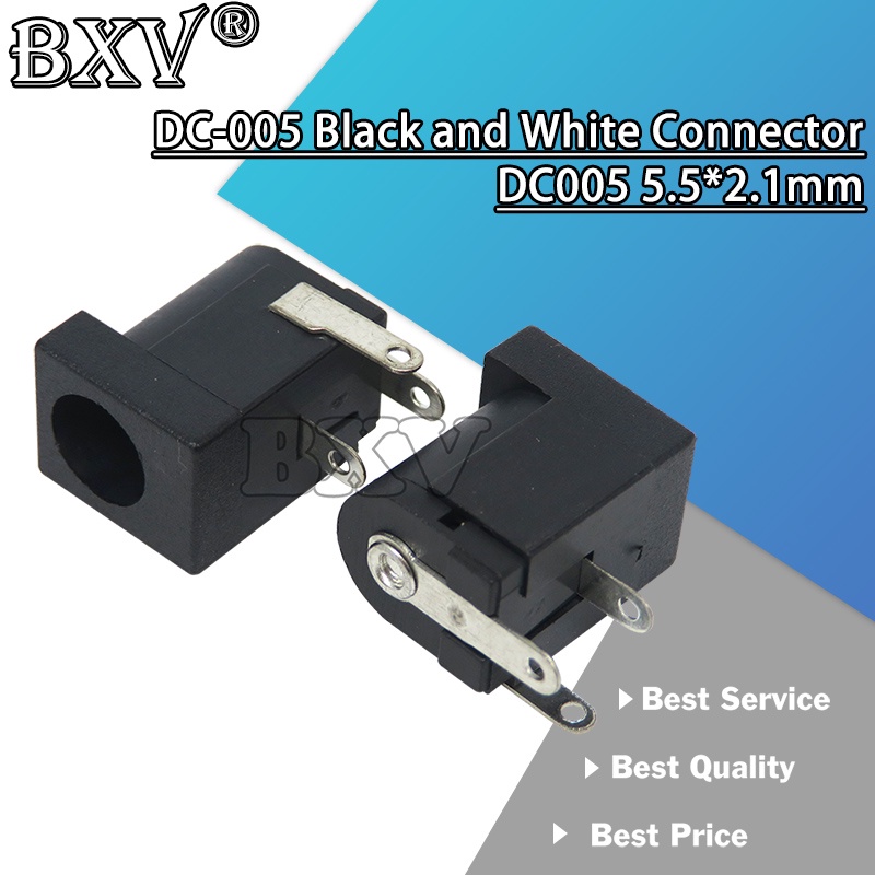 ซ็อกเก็ตแจ็คเชื่อมต่อ DC-005 DC005 5.5*2.1 มม. 2.1 ทรงกลม สีดํา และสีขาว 10 ชิ้น | Shopee Thailand