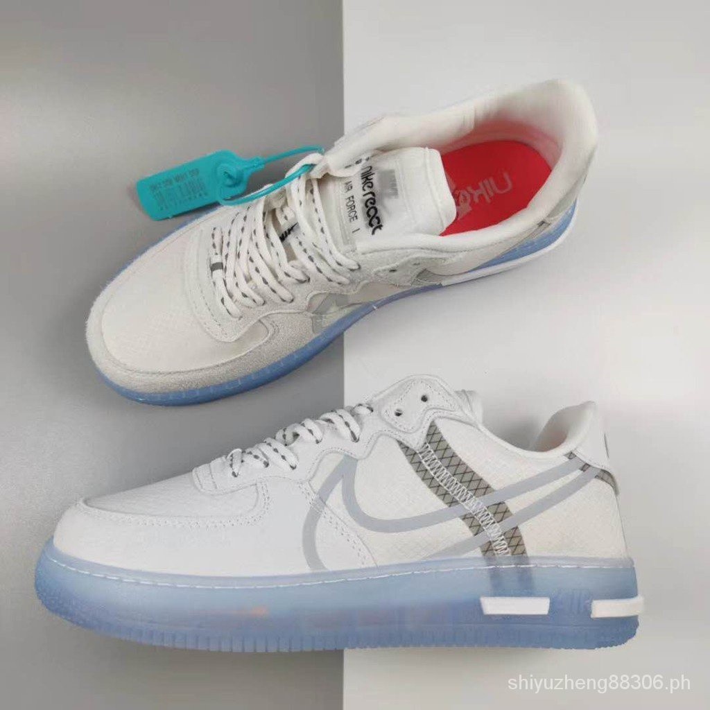 ♞,♘[สต็อก] พร้อมส่ง Nike Air 1 React QS AF1 Bone White Ice Blue 3M ...