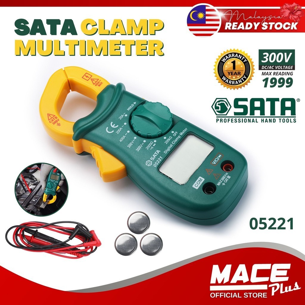 Sata 05221 LCD Digital Clamp Meter แรงดันไฟฟ้า AC/DC, กระแส AC, ความ ... Sata 05221 LCD Digital Clamp Meter แรงดันไฟฟ้า AC/DC, กระแส AC, ความ ...