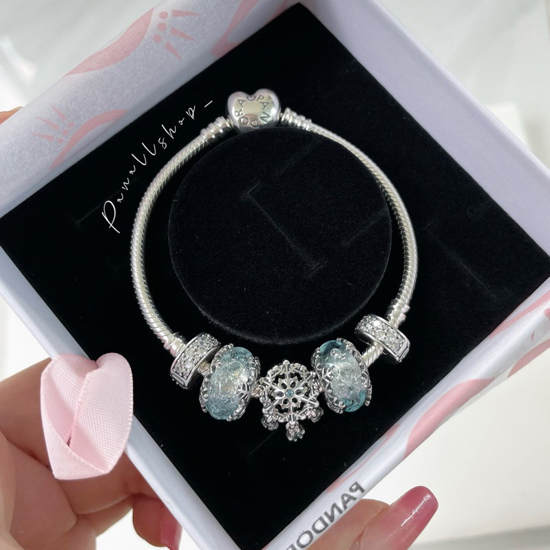 (ของแท้100%) Pandora set เซตแพนโดร่า หิมะ พร้อมกล่องถุง | Shopee Thailand