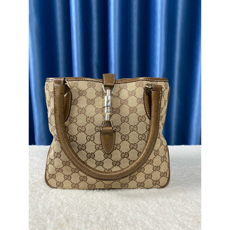 กระเป๋าแบรนด์เนมมือสองGG Jackie Monogram Mini Tote Bag แท้ | Shopee ...