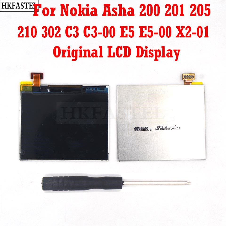 HKFASTEL หน้าจอ LCD ต้นฉบับสำหรับ Nokia 200 201 205 210 302 Asha,C3 C3-00,E5 E5-00, X2-01 ...