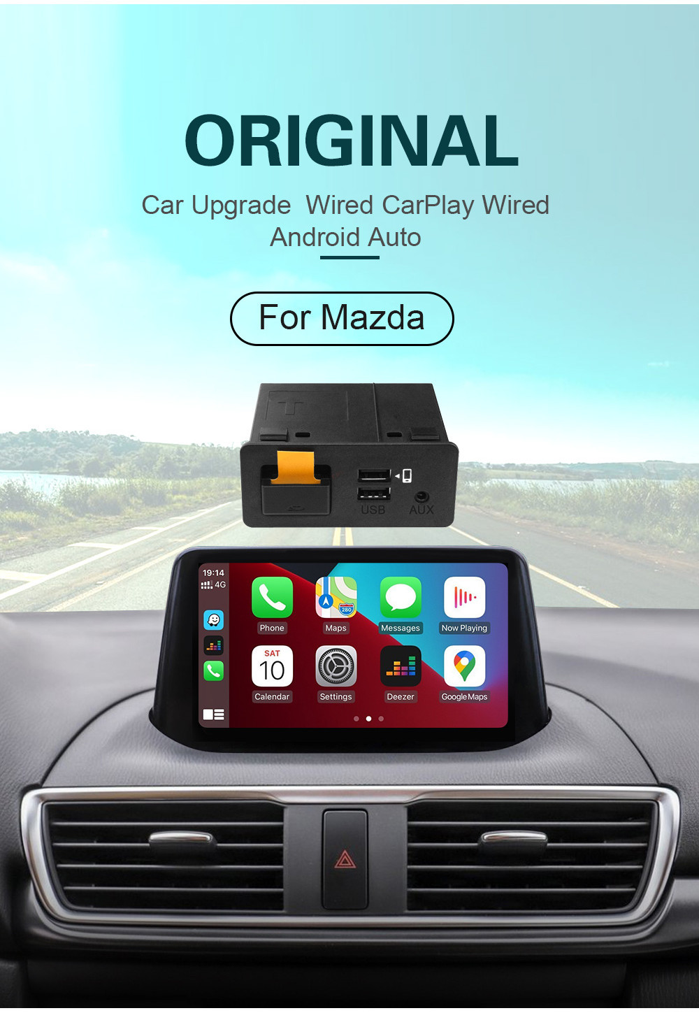 MazdaอัพเกรดType-C Fastชาร์จCarPlay Android Auto USBอะแดปเตอร์Hub OEM ...
