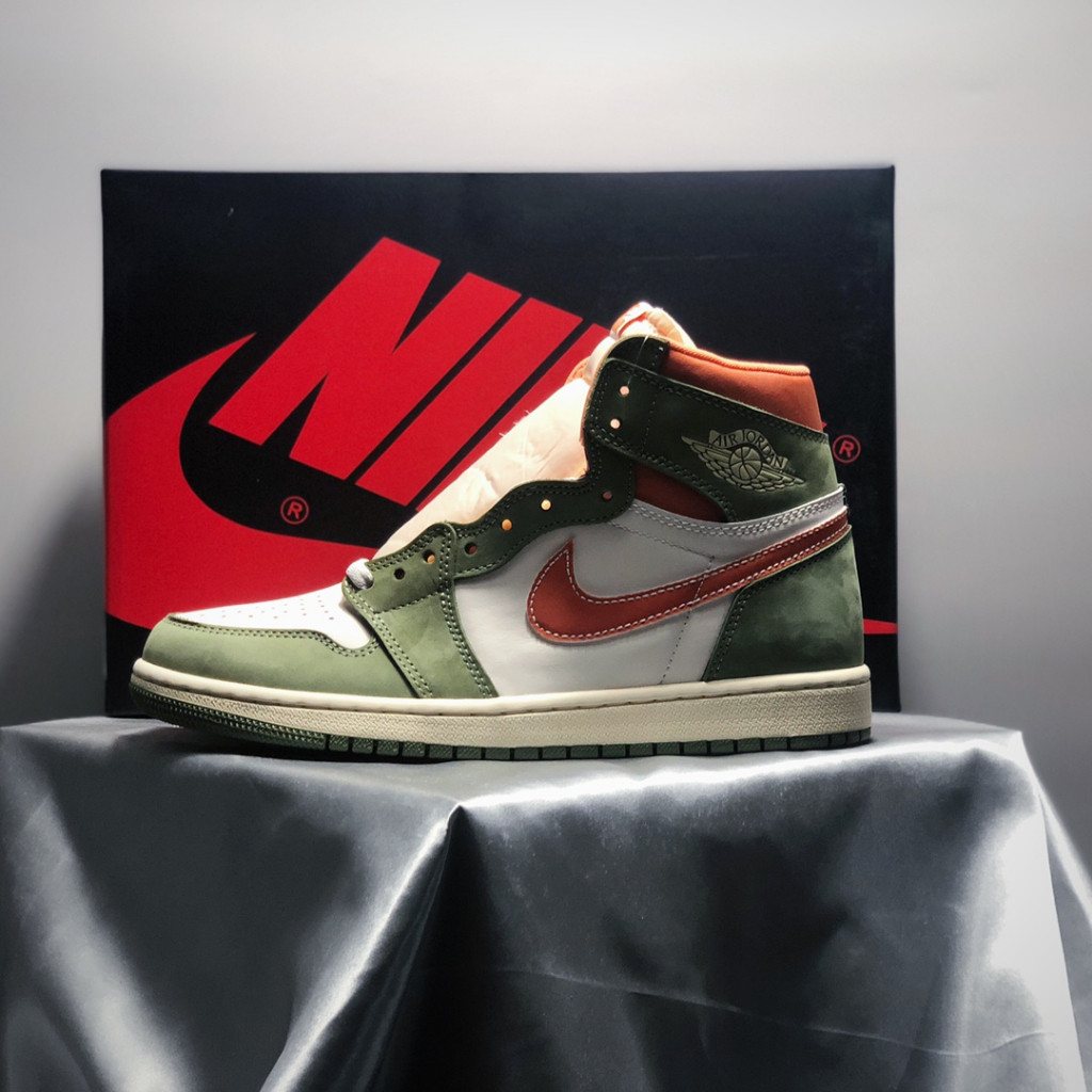 Nike Air Jordan 1 Medium Olive " High cut Basketball shoes Casual ...