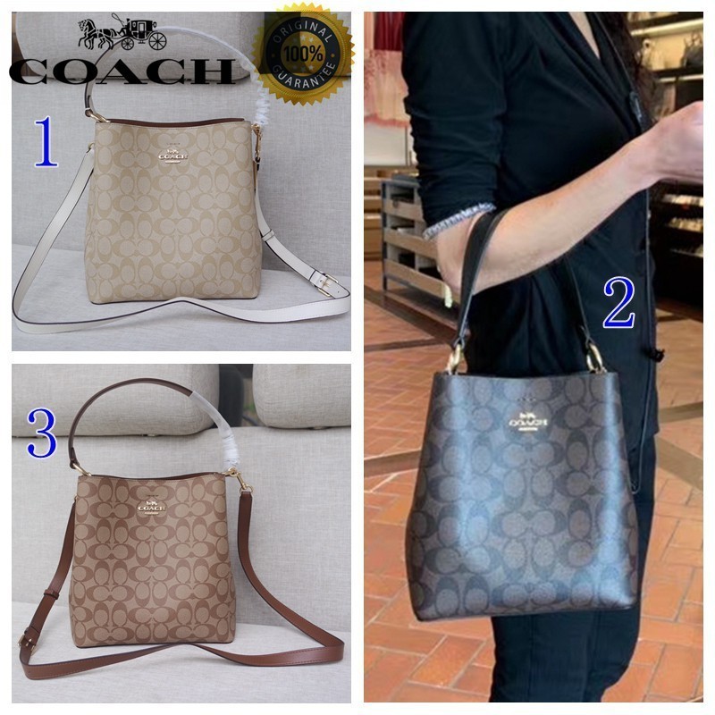 ♞ของแท้ %Coach F91512 กระเป๋าแฟชั่นสะพายข้าง Messenger Bag กระเป๋าถัง ...