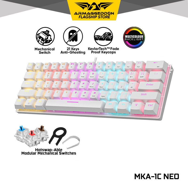 Armaggeddon MKA-1C Neo Psychswift LED Backlight คีย์บอร์ดเกมกล 61 คีย์ ...