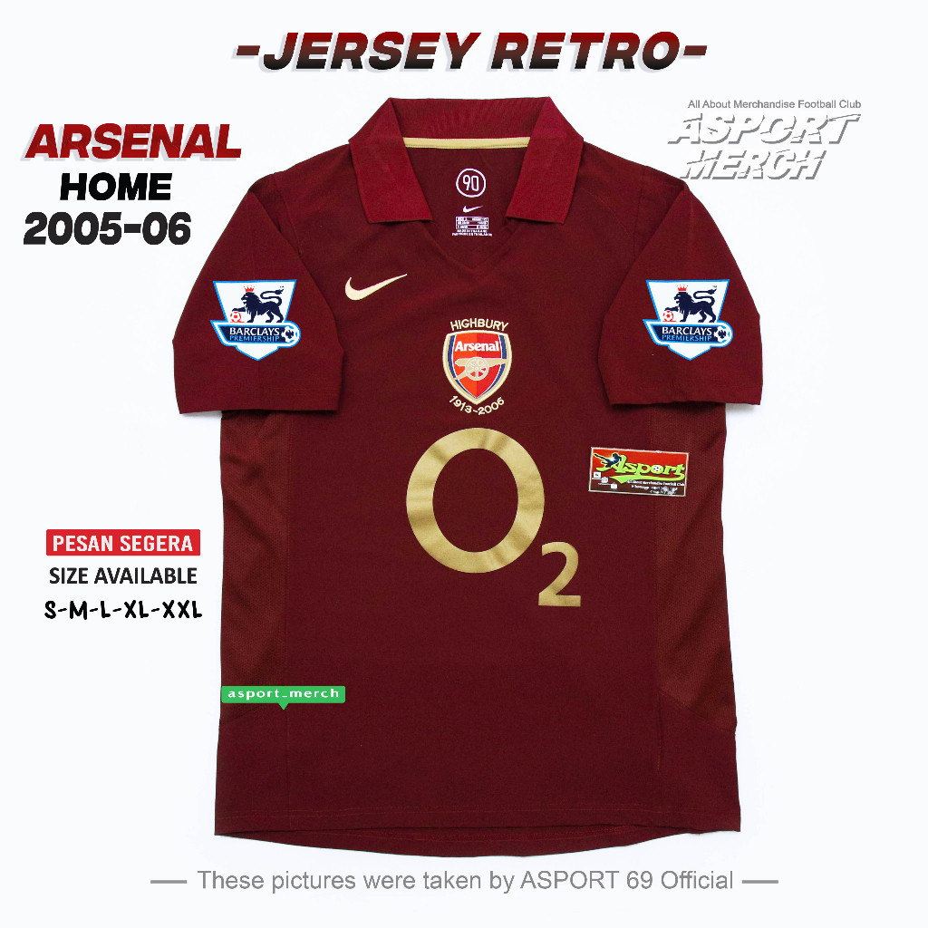 Arsenal HOME เสื้อฟุตบอล JERSEY 2005 2006 SOCCER JERSEY RETRO ARSENAL ...