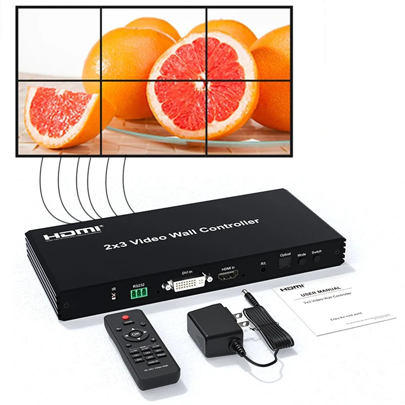 1080p 2x3 HDMI Video Wall Controller 1x2 1x3 1x4 1x5 1x6 2x2 6 TV Wall ...