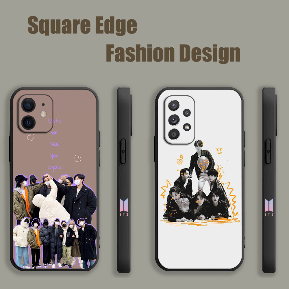 เคสโทรศัพท์มือถือ ขอบสี่เหลี่ยม พิมพ์ลายสติกเกอร์ BTS NP005 สําหรับ Samsung A7 2018 A13 Lie A01 ...